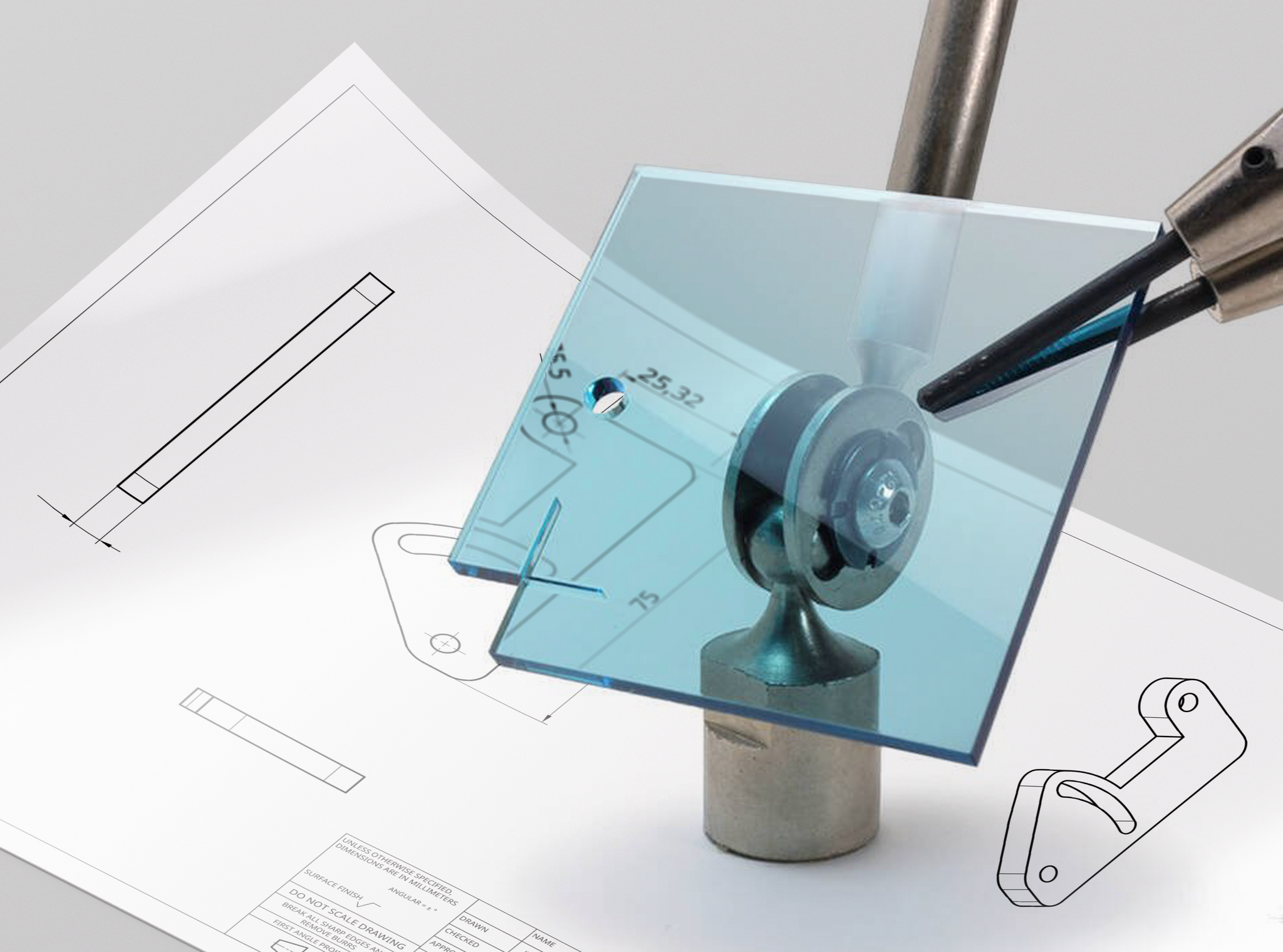 Lasersnijden uit gekleurd transparant Acrylaat